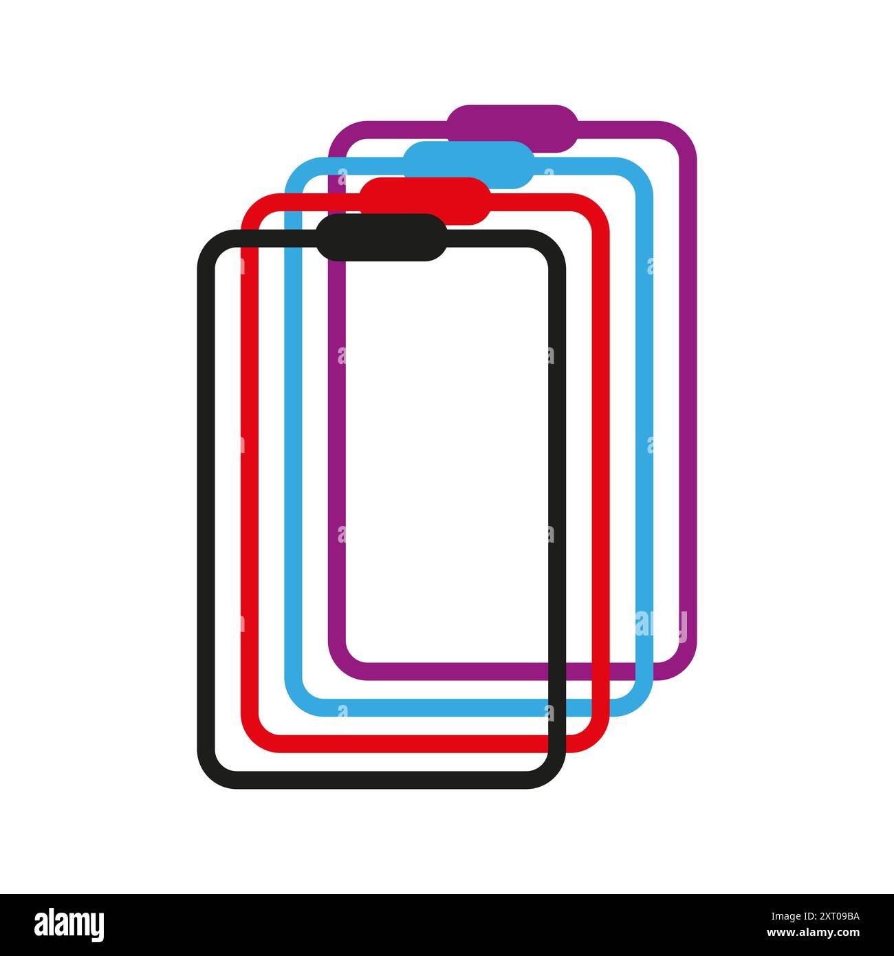 Colorful smartphone outlines. Modern vector illustration. Overlapping ...