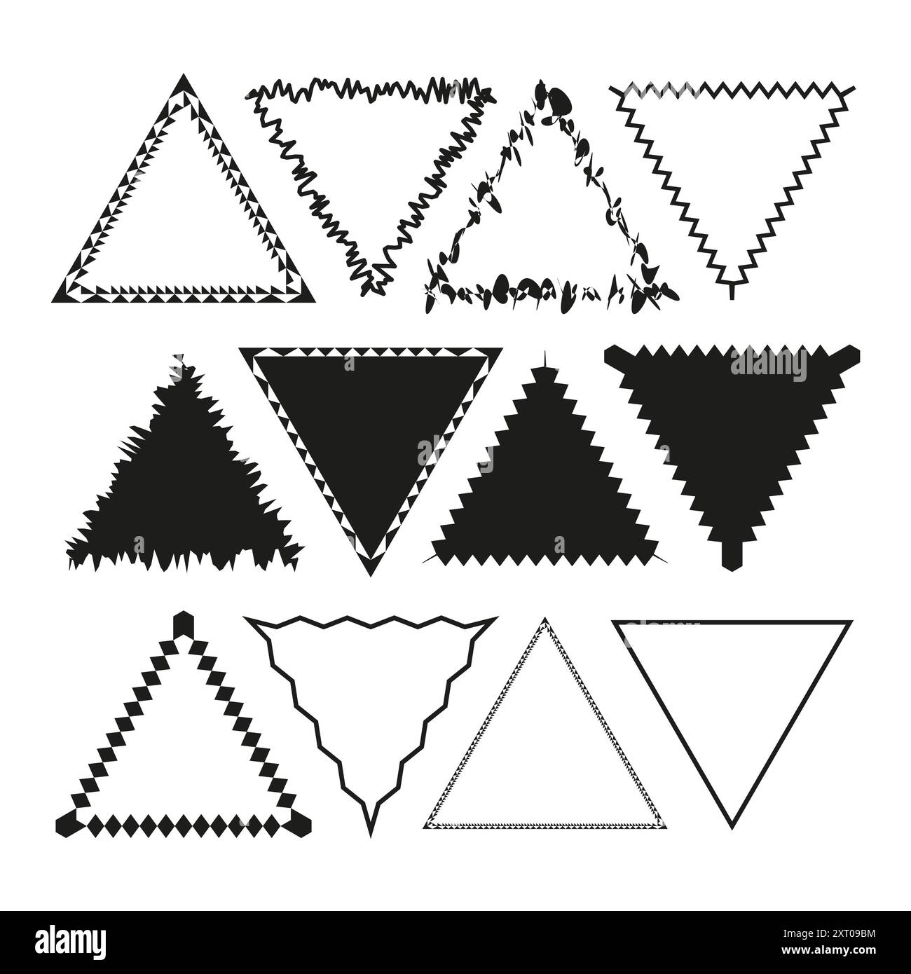 Abstract triangle icons. Hand drawn frames. Black and white. Geometric shapes Stock Vector Image ...