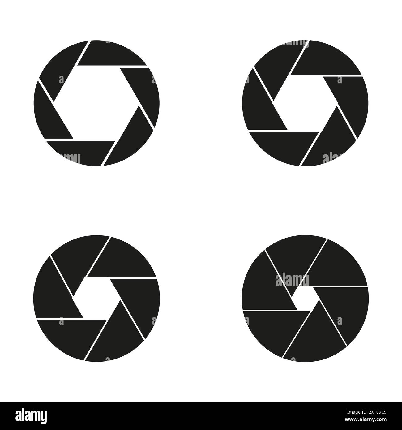 Camera shutter icons. Four black designs. Photography symbols. Vector illustration Stock Vector ...