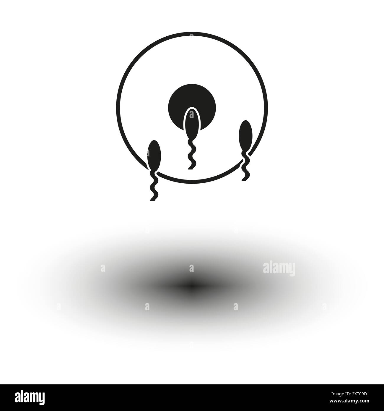 Fertility concept icon. Sperm and egg symbol. Black and white vector ...