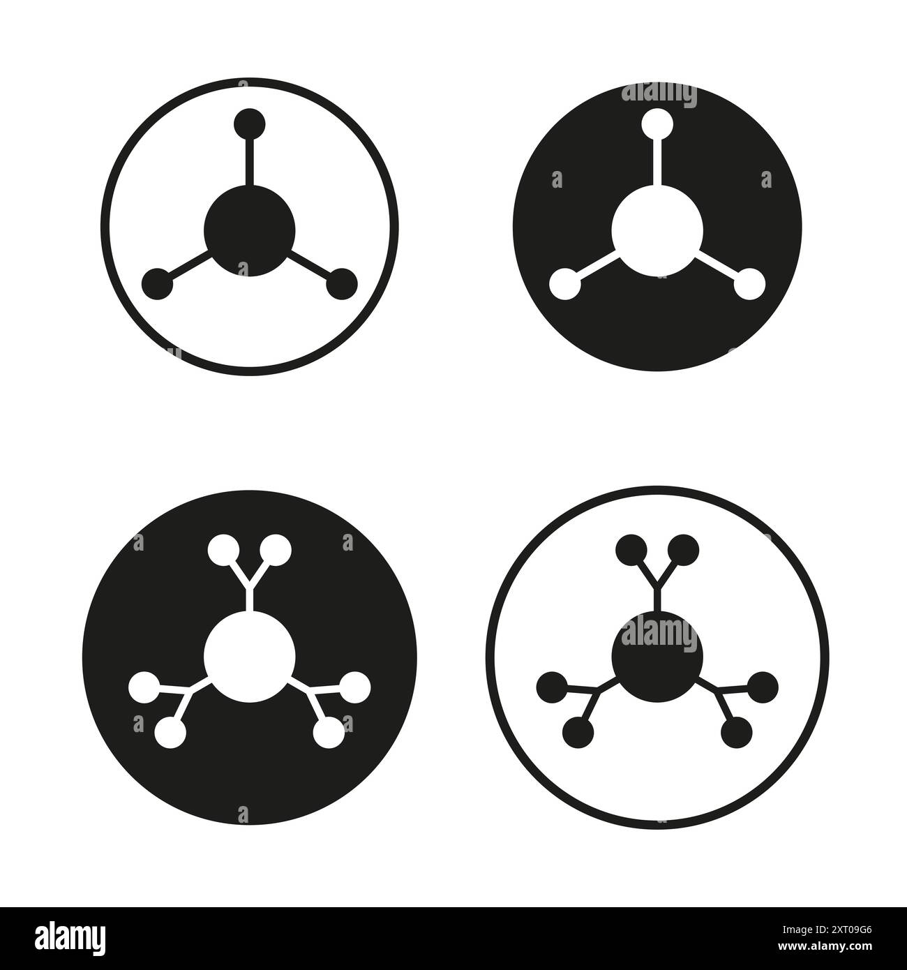 Molecule network icons. Black and white. Science and technology. Vector ...