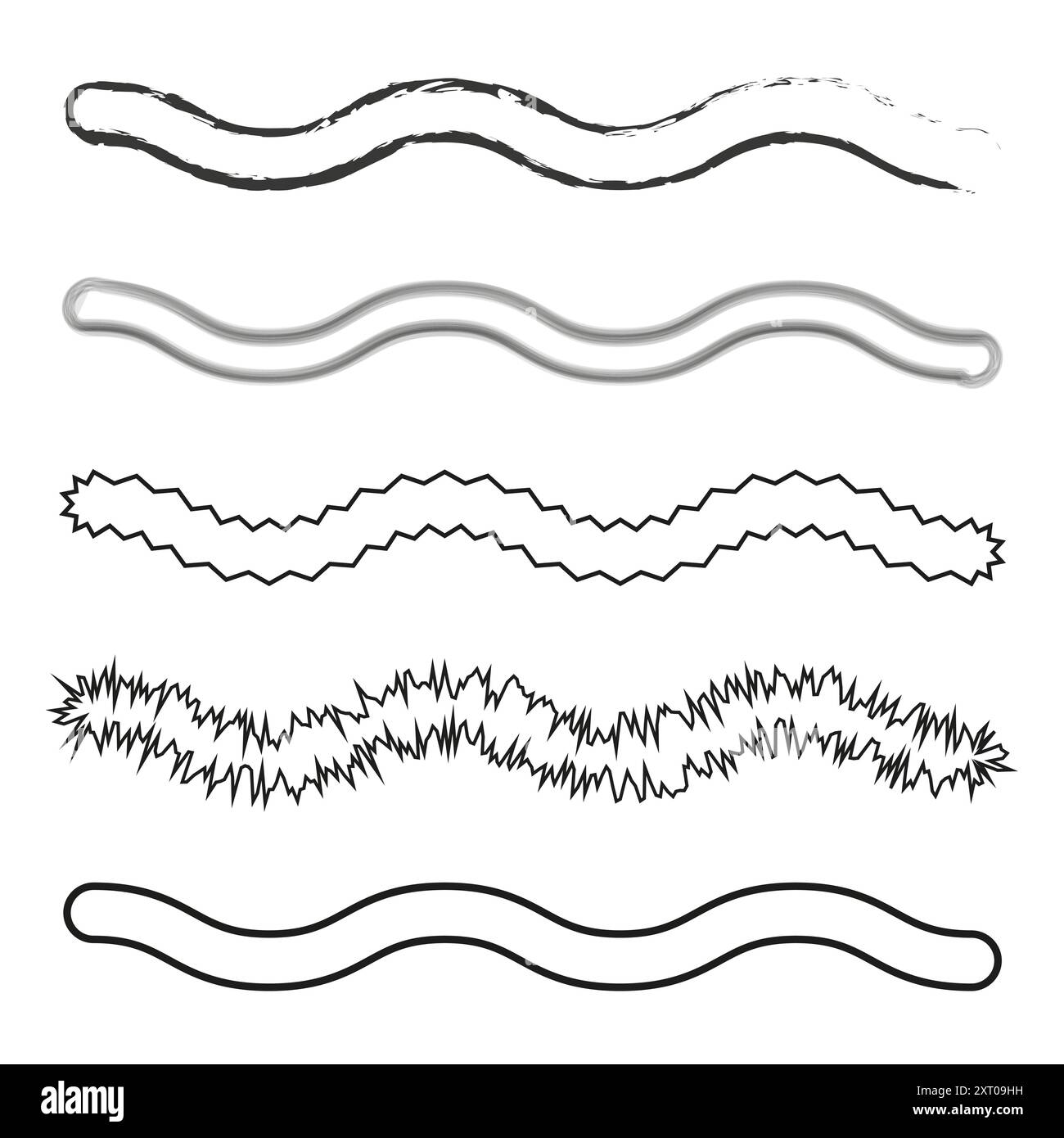 Wavy line patterns. Six black and white designs. Various styles and ...