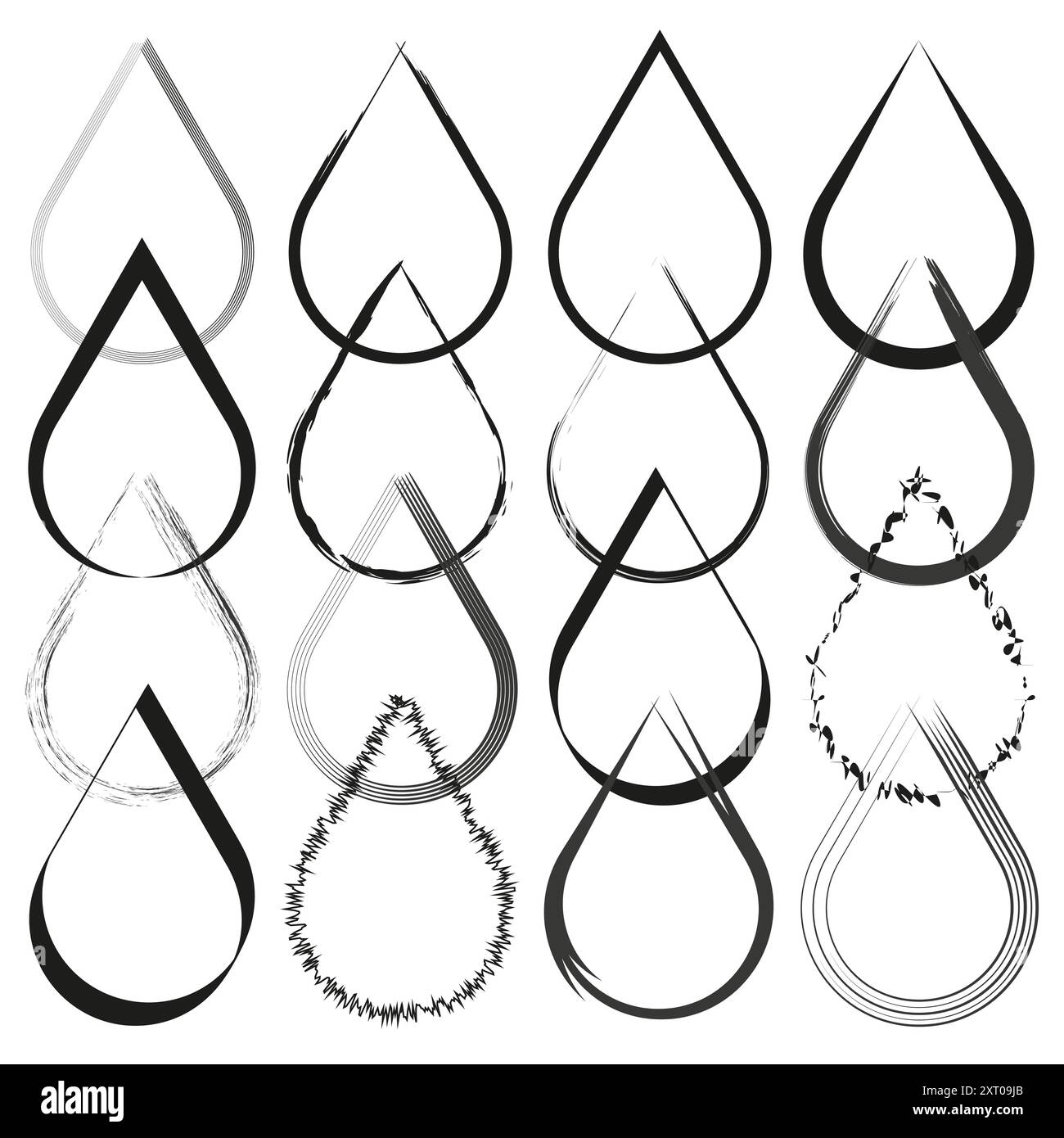 decorative drop icons. Sixteen different teardrop designs. Abstract ...