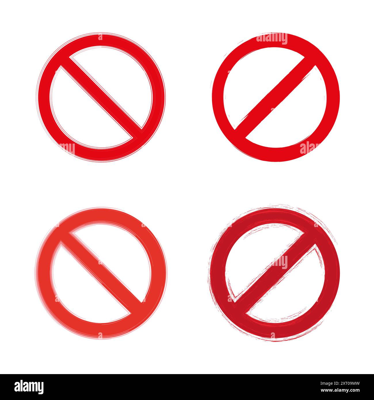 Red prohibition signs set. Four different styles of no entry symbols ...