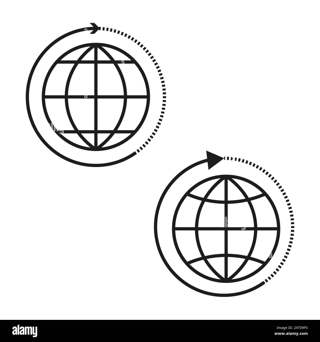 Global connection icons. Globe with arrow symbols. Minimalist vector ...
