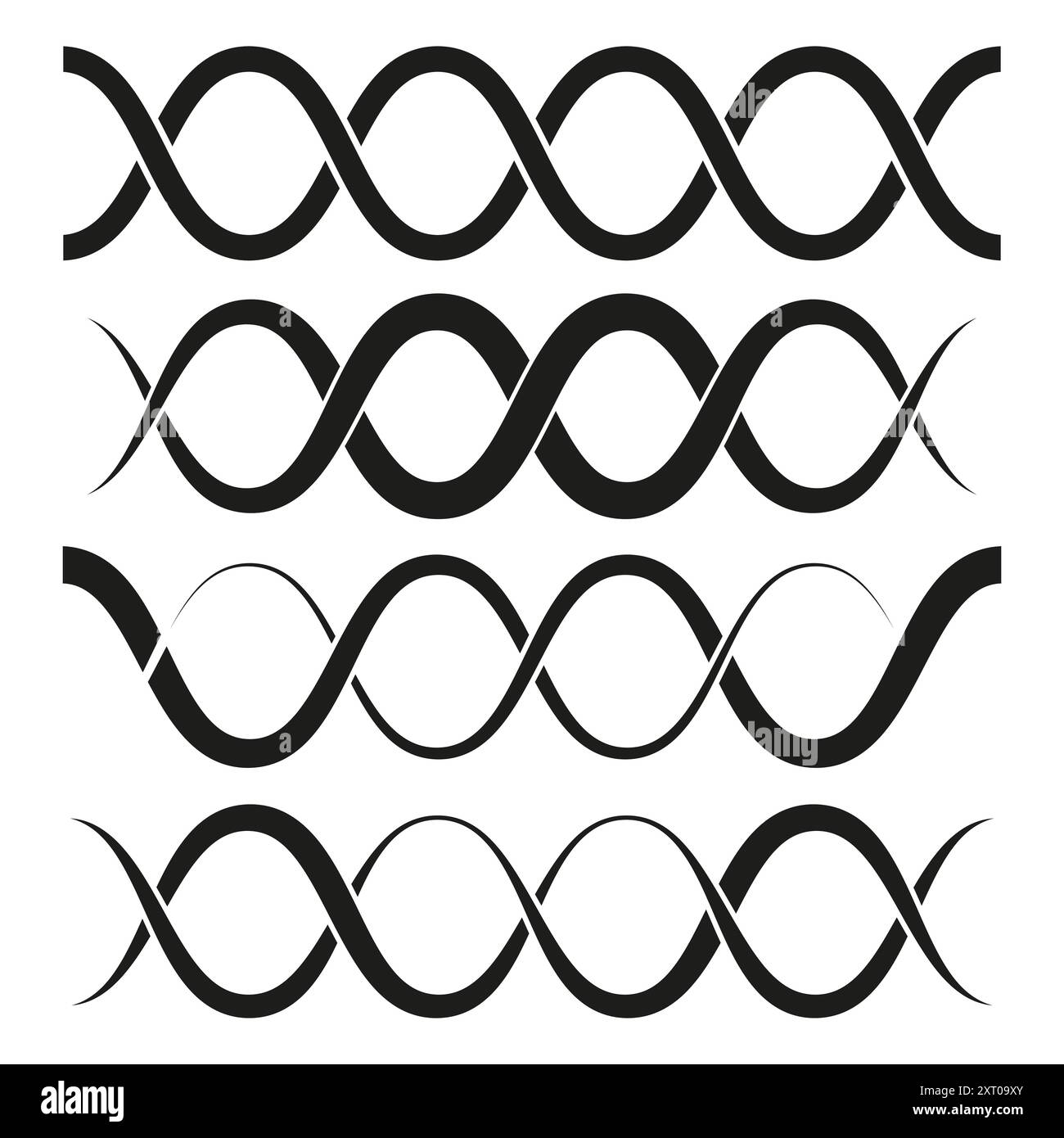 Set of wave patterns. Three different black wave designs. Abstract ...