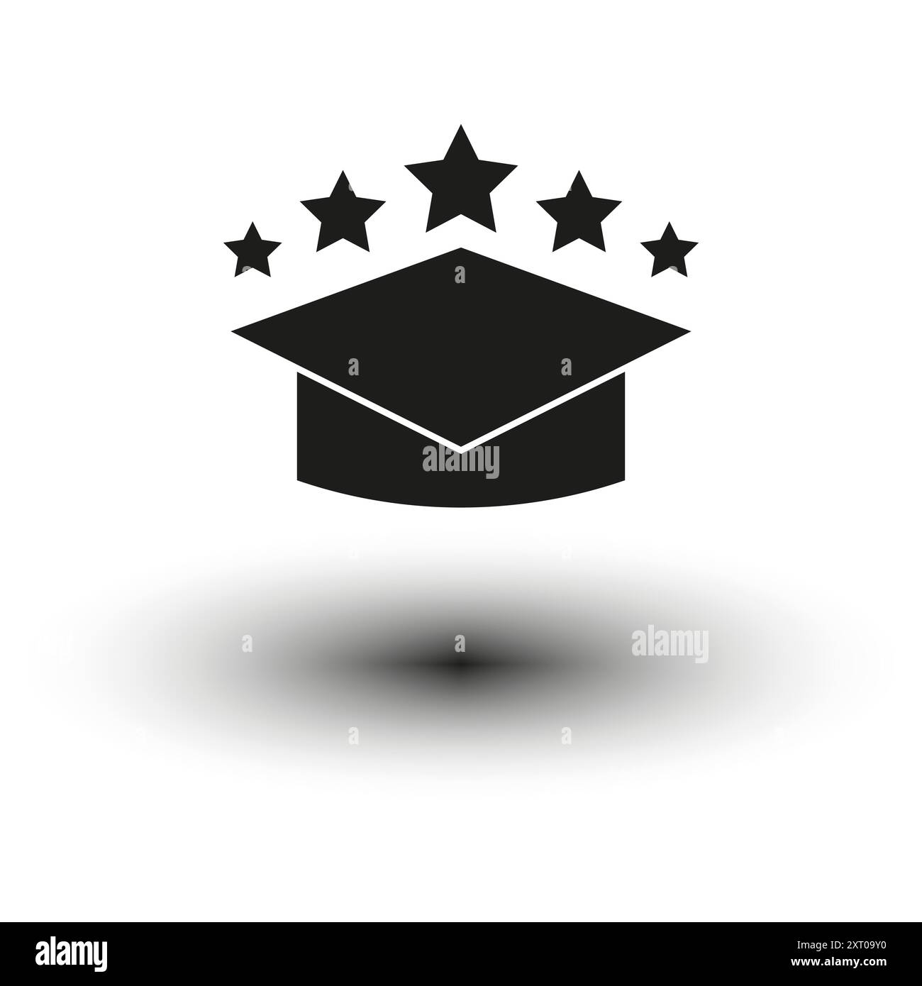 Graduation cap icon. Academic hat with stars. Education symbol. Vector ...