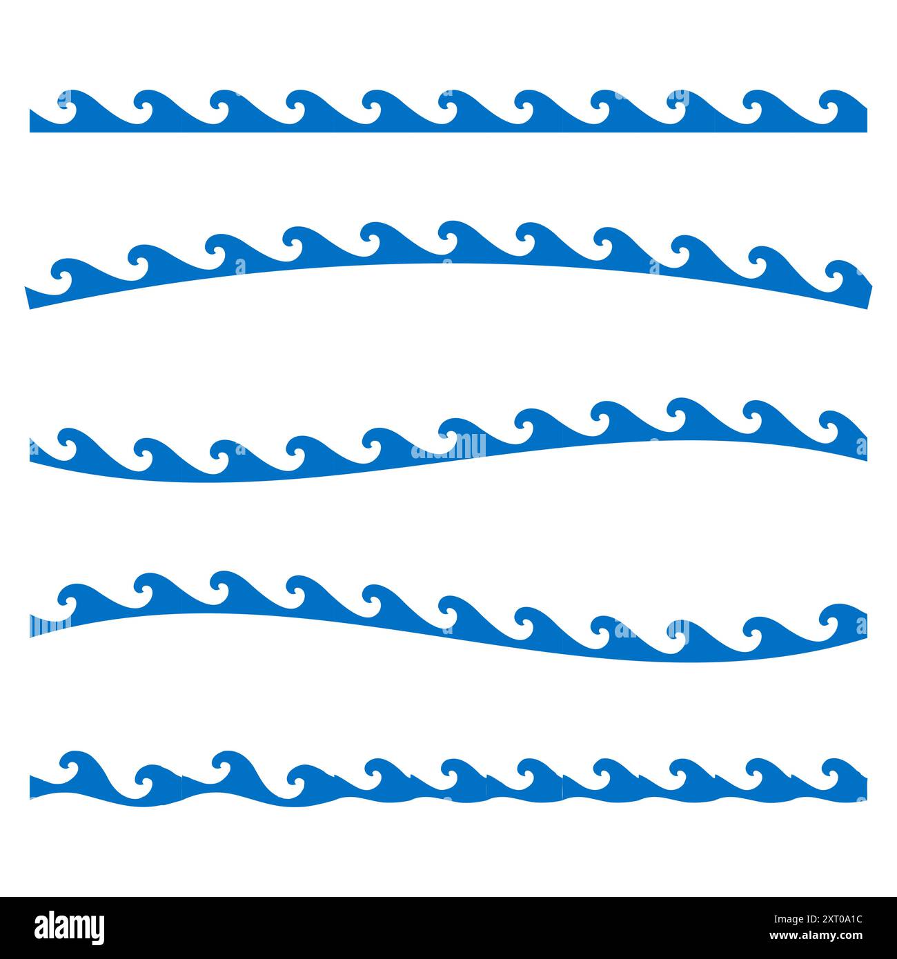 Wave borders set. Blue ocean patterns. Decorative water lines. Vector ...