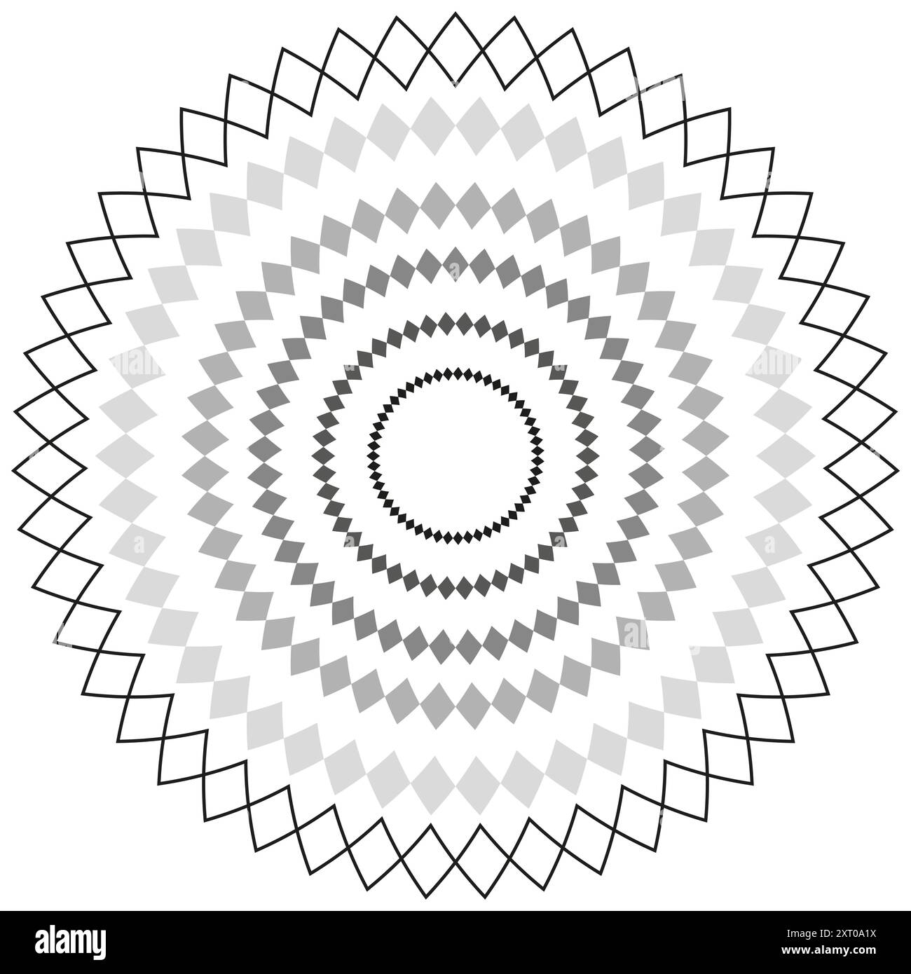 Abstract Geometric Pattern Radial Design With Concentric Shapes Black And Gray Color Scheme