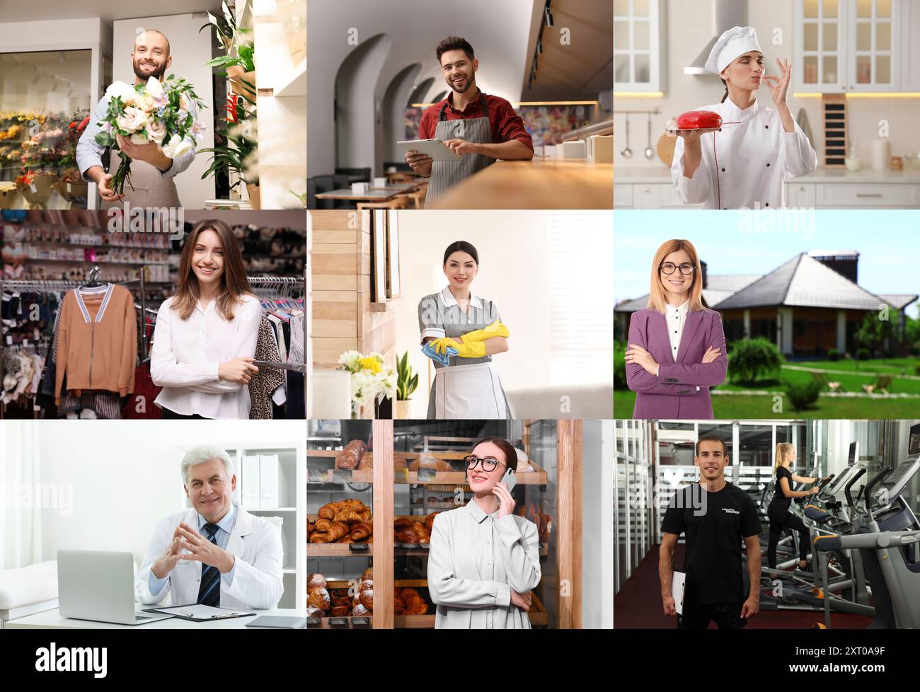 Confident people of different occupations, collage of portraits Stock ...
