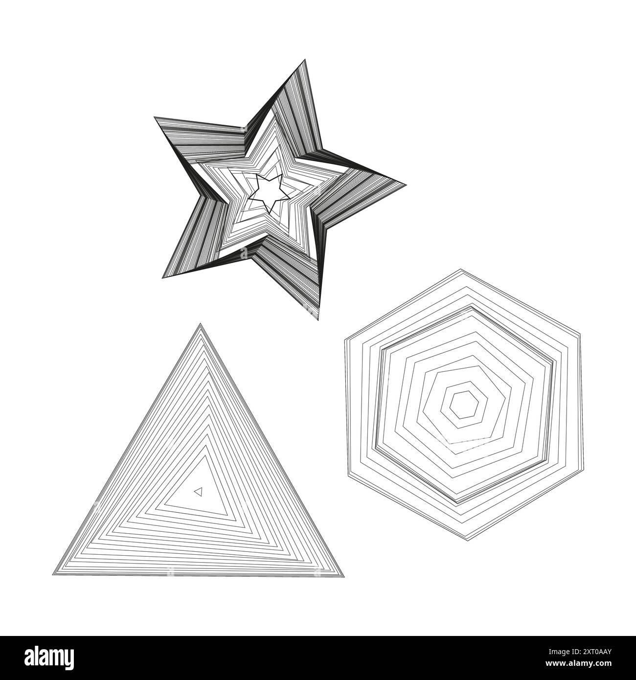 Abstract geometric shapes illustration. Star, triangle, and hexagon ...