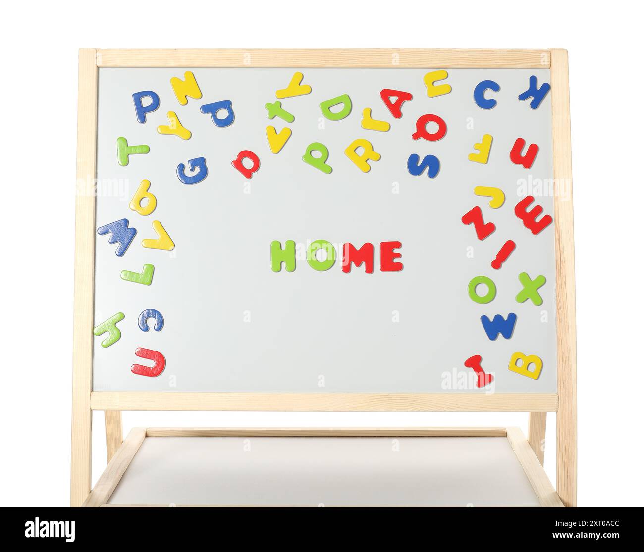 Word Home made of magnetic letters on board against white background ...
