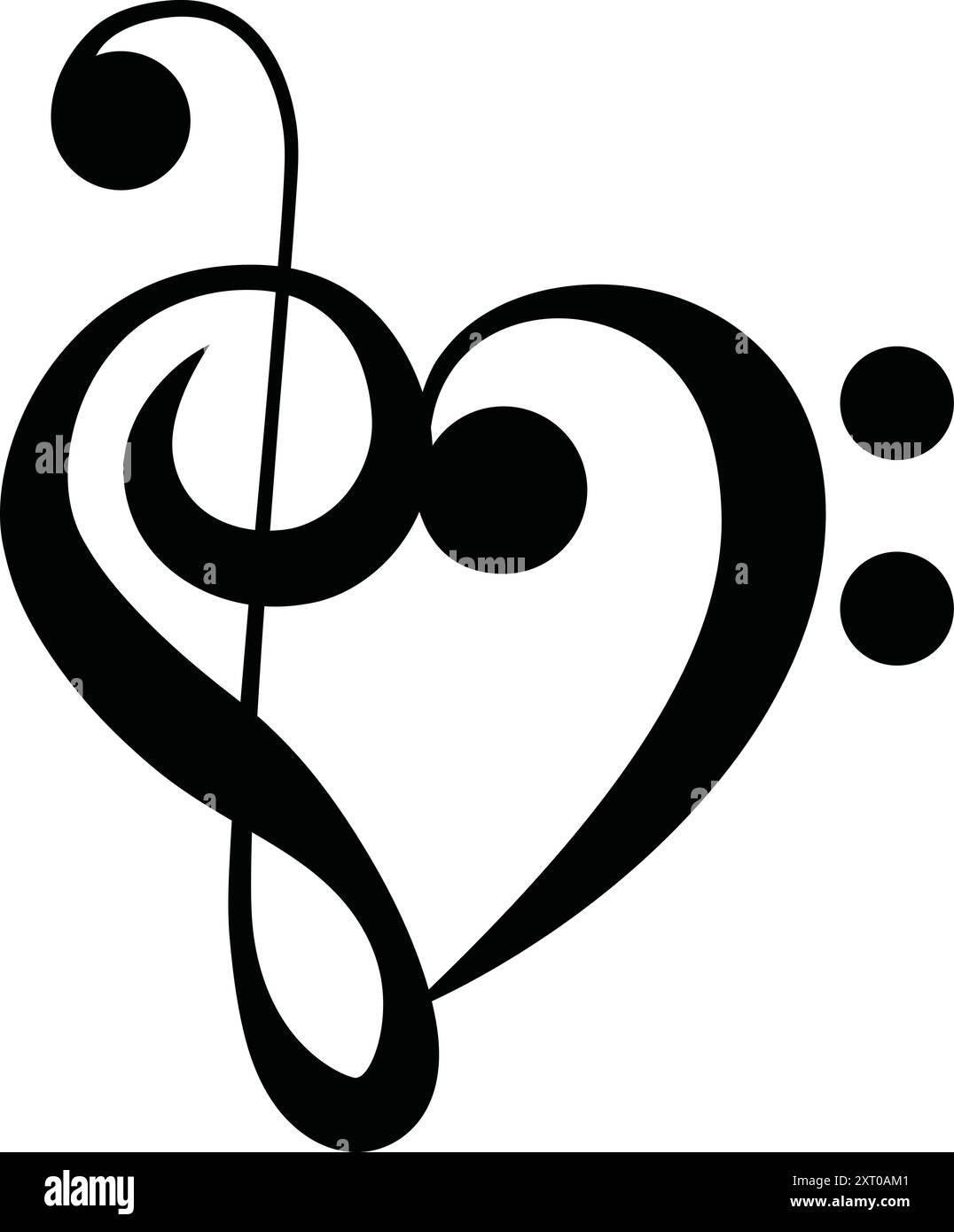 Music notes heart vector illustration. Heart formed from a treble clef ...
