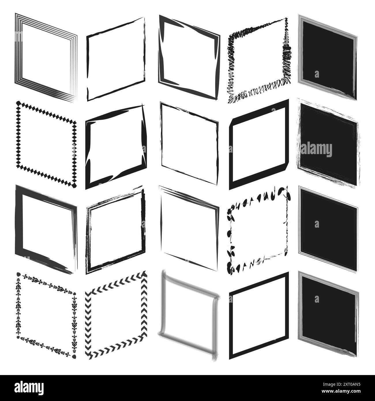 Various Decorative Frames Hand Drawn Borders Vector Collection Black And White Stock Vector