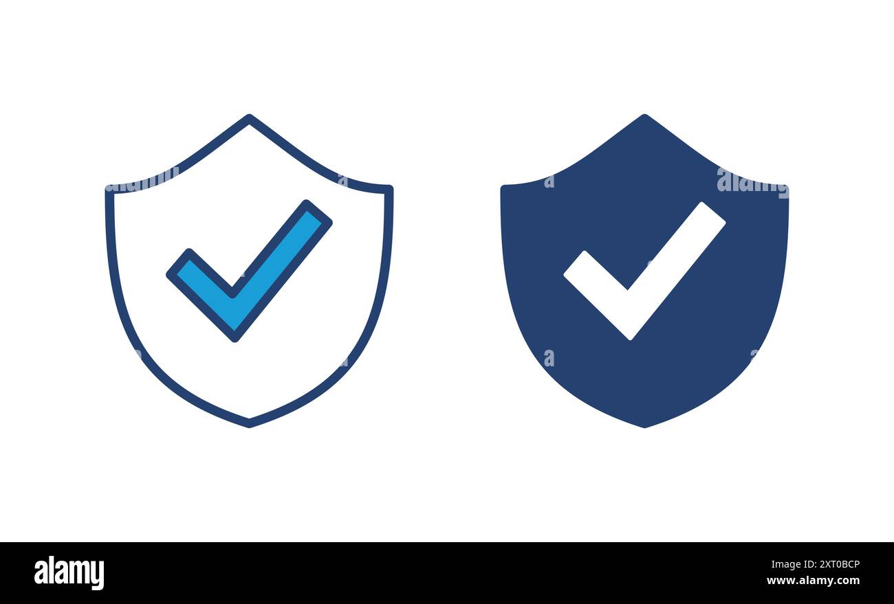Shield check mark icon vector. Protection approve sign. Safe icon ...
