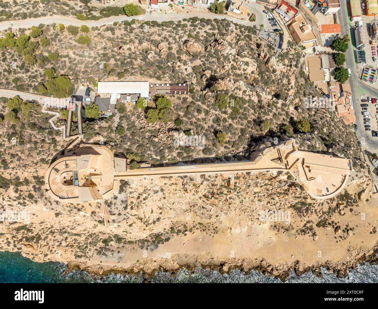 Aerial view of San Juan fort and popular beach in Aguilas Spain ...