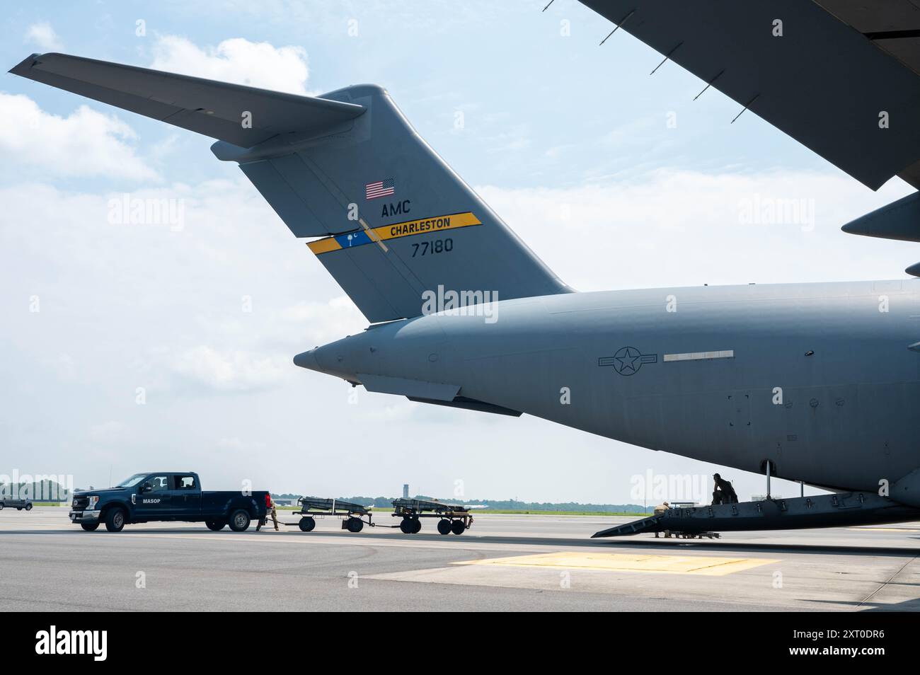 U.S. Air Force Airmen with the 437th Aircraft Maintenance Squadron work ...