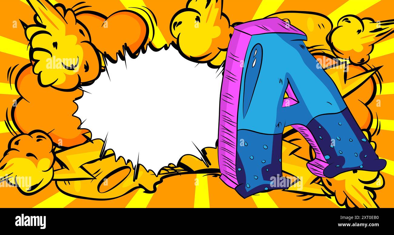 Cartoon Letter A with blank speech bubble, comic book Alphabet ...