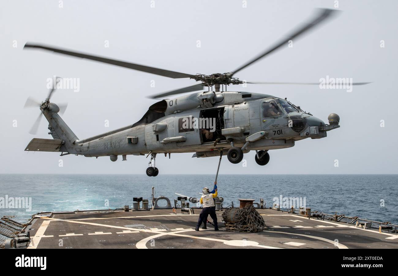 U.S. 5TH FLEET AREA OF OPERATIONS (Aug. 2, 2024) Boatswain’s Mates hook ...