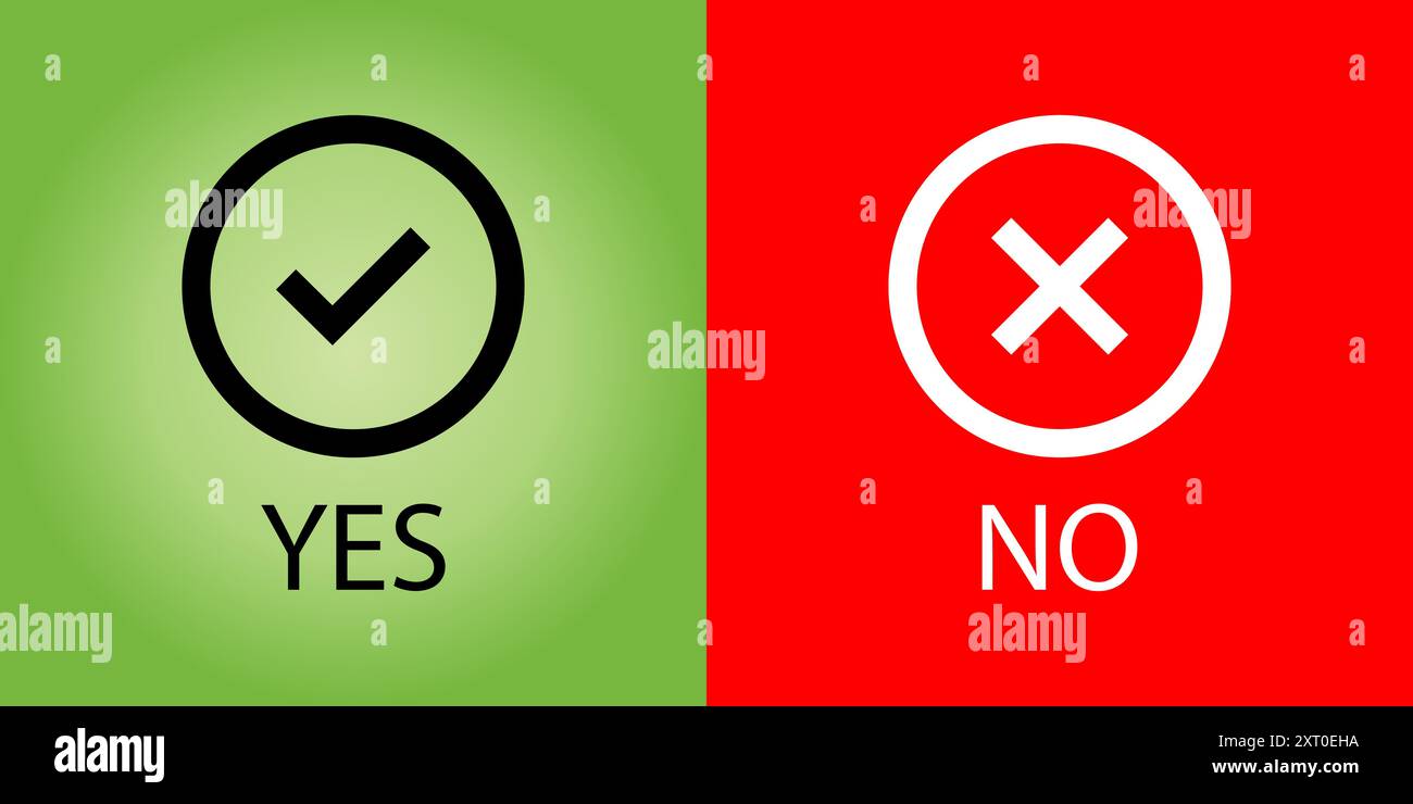 Yes or No check mark icons sign. Tick and Cross sign Stock Vector Image & Art - Alamy