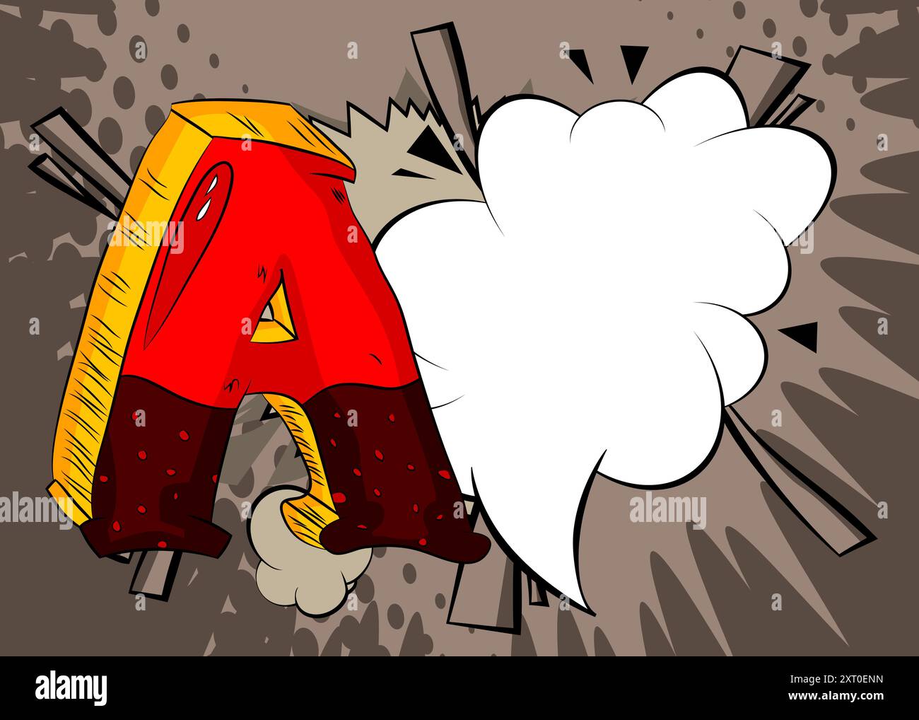 Cartoon Letter A with blank speech bubble, comic book Alphabet ...
