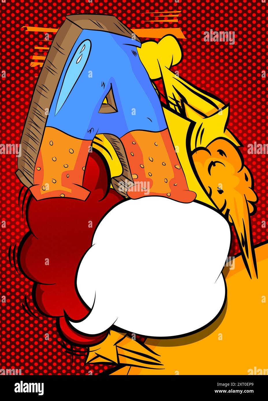 Cartoon Letter A with blank speech bubble, comic book Alphabet ...