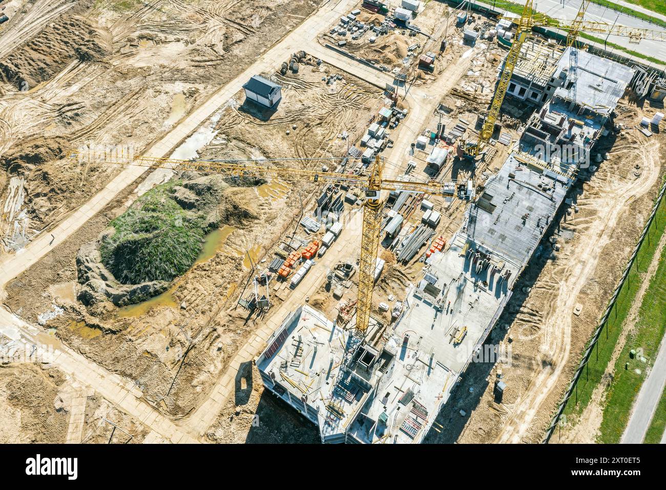 new high-rise apartment building under construction. aerial view from ...