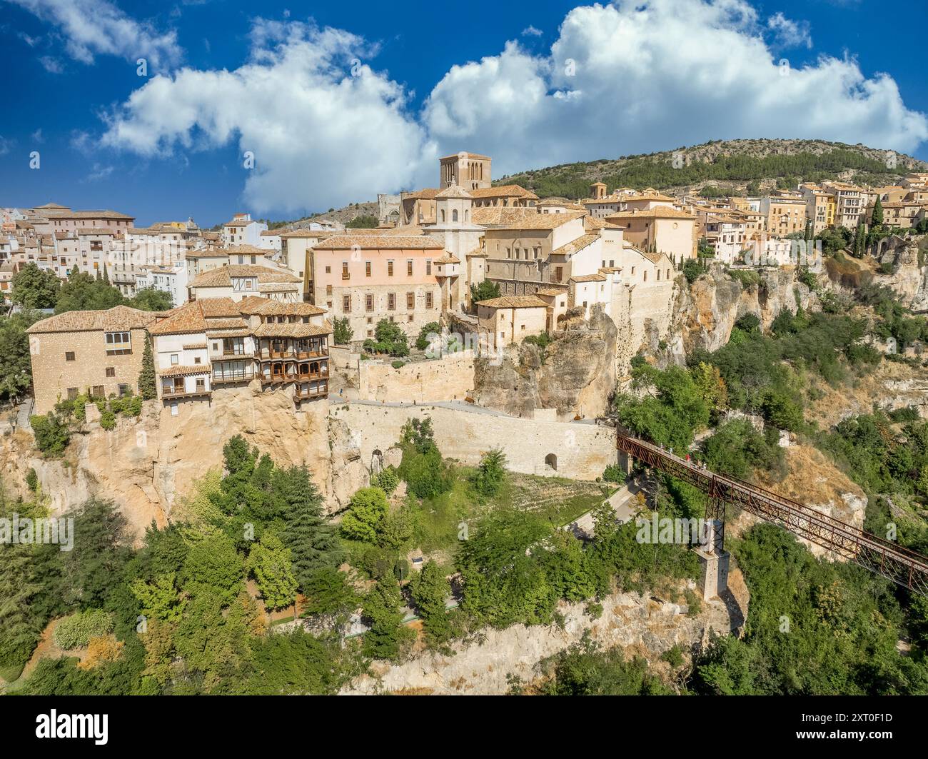 Aerial view of Cuenca historic town center with in La Mancha Spain ...