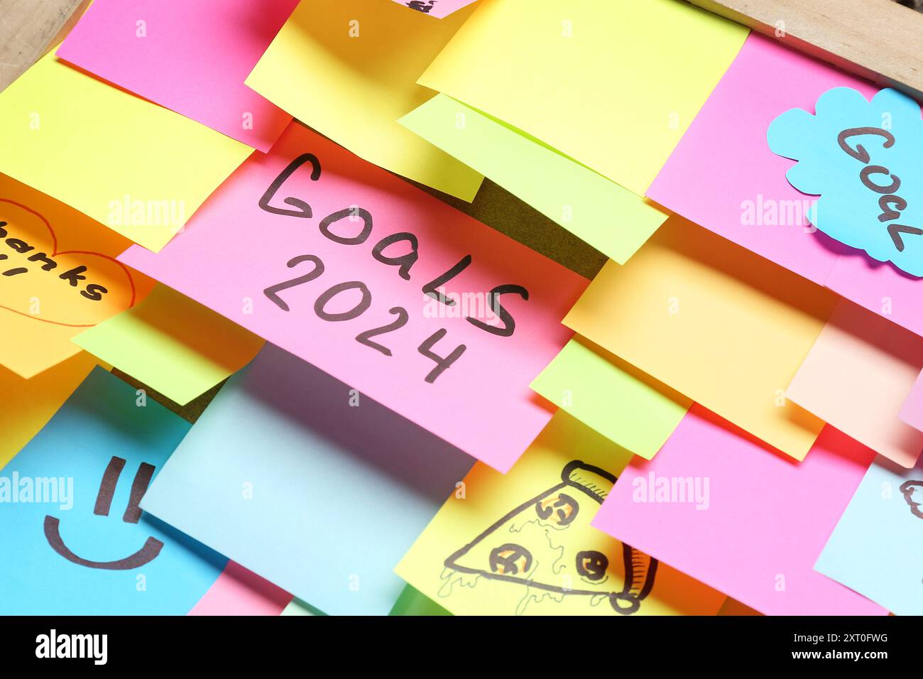 Board with sticky notes, closeup Stock Photo - Alamy