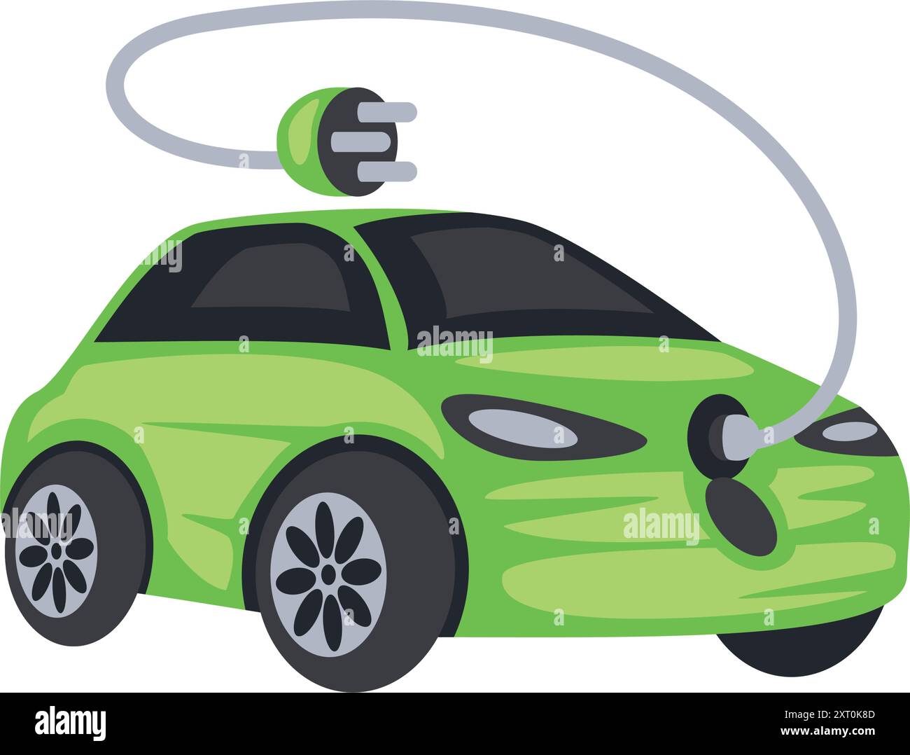 electric car and plug cable Stock Vector Image & Art - Alamy