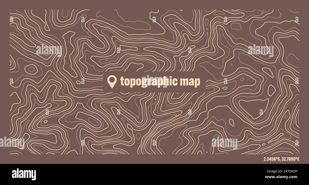 Colorful topographic map with contour lines. Geographic terrain grid ...