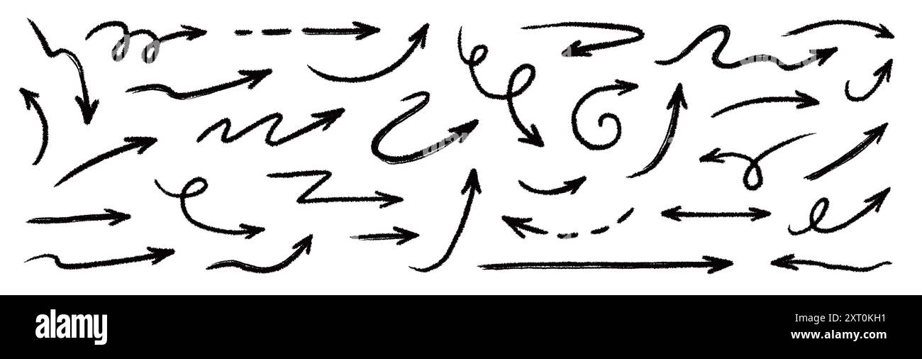 Arrow crayon brush fun kid chalk line stroke. Sketch chalk pencil ...