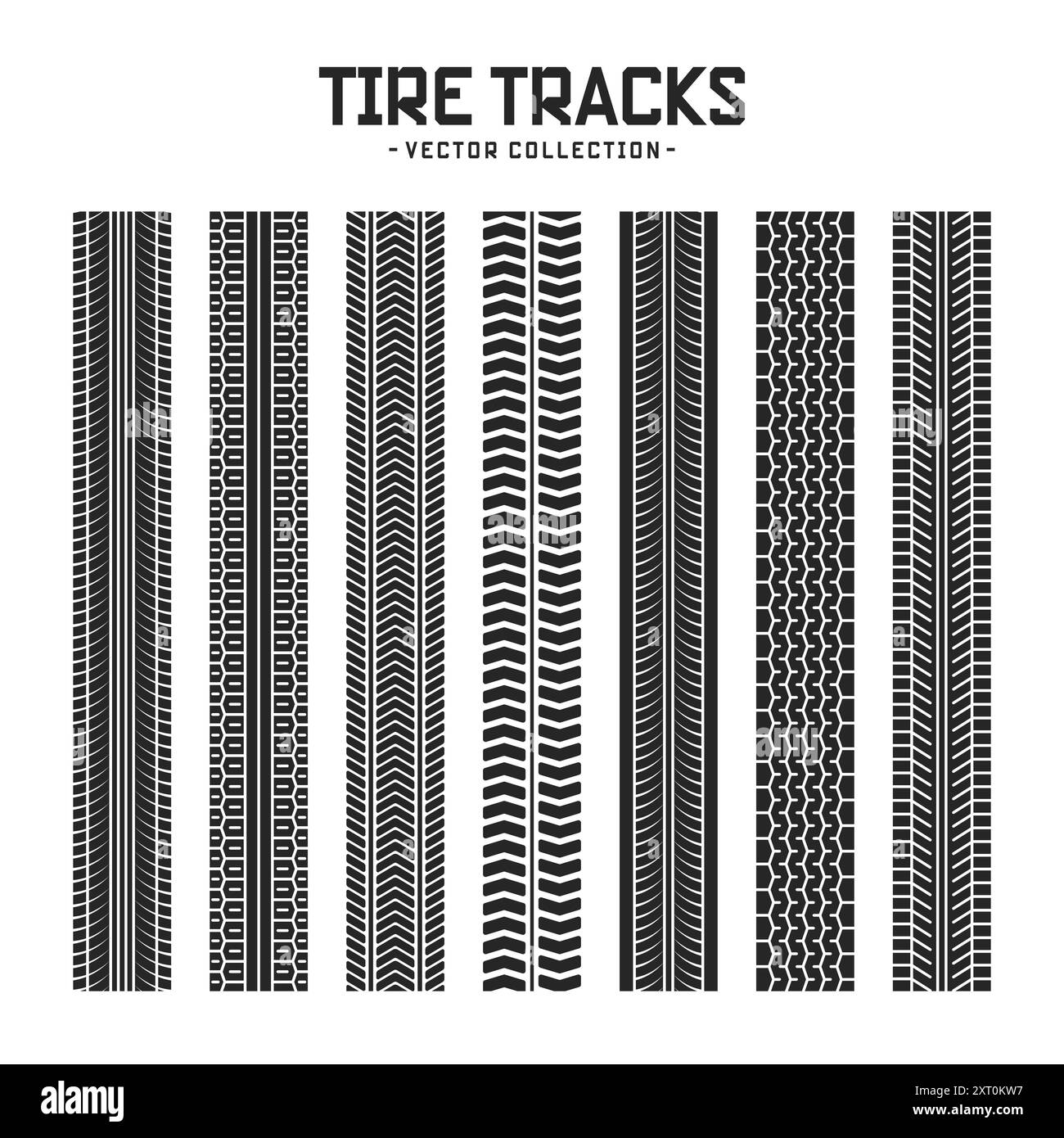 Tire tracks, wheel braking marks. Truck, car or motorcycle tread ...