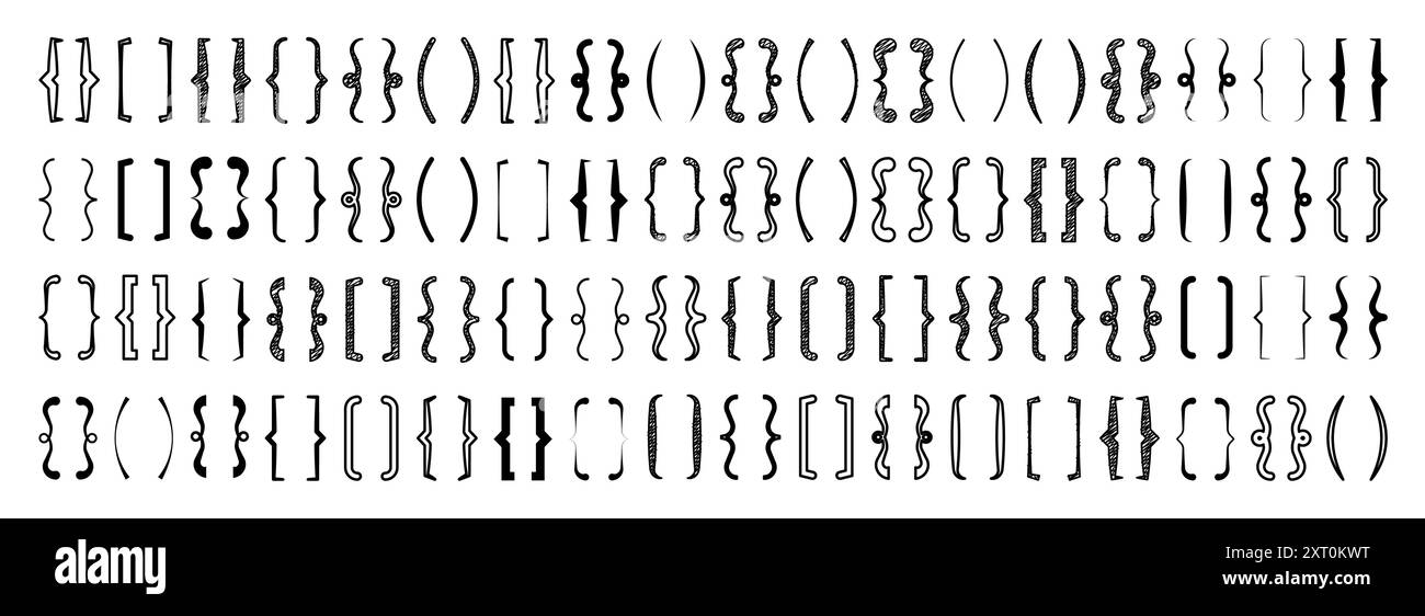 Various text brackets, black quotation box. Curly, square and corner ...