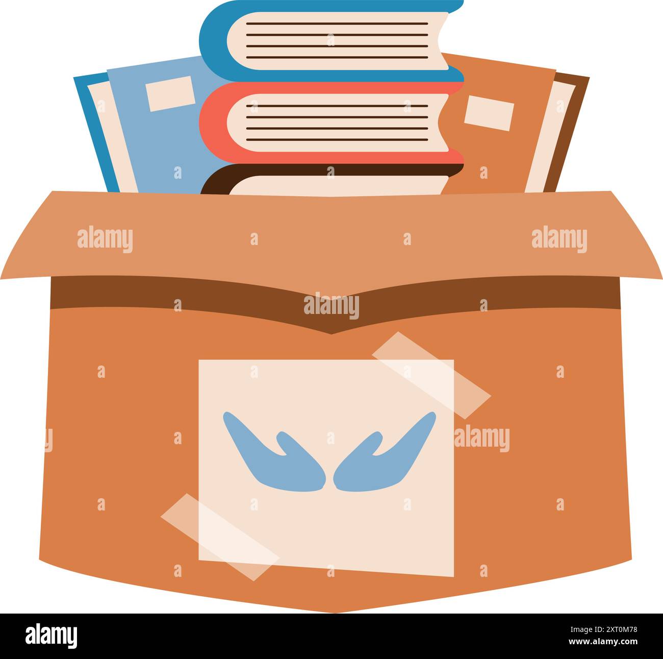 cardboard box with different books for donations Stock Vector Image ...