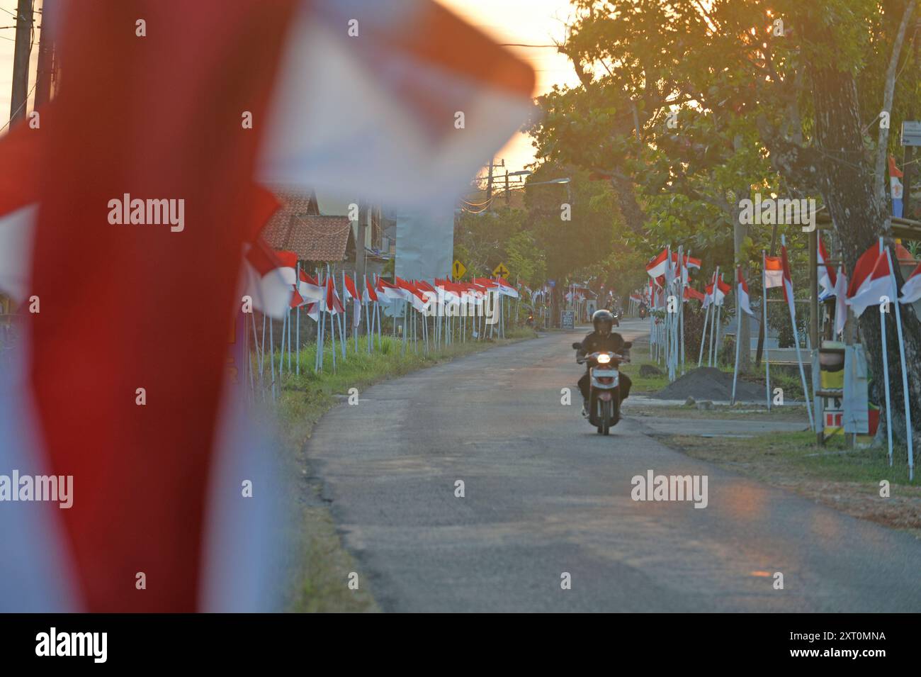 Purworejo, Central Java, Indonesia. 11th Aug, 2024. Thousands of Red and White flags each ...
