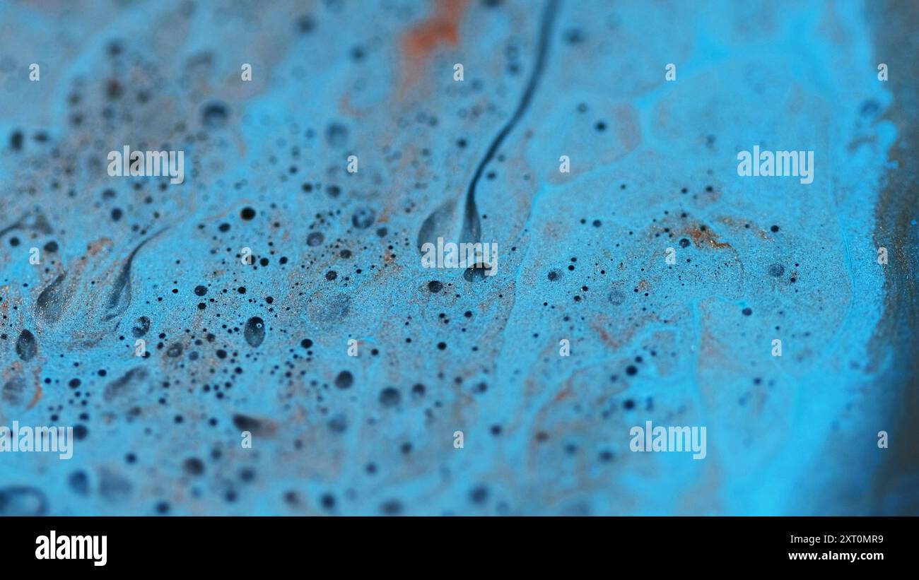 Bubble ink texture. Sparkling flow. Blur azure blue color shimmering ...