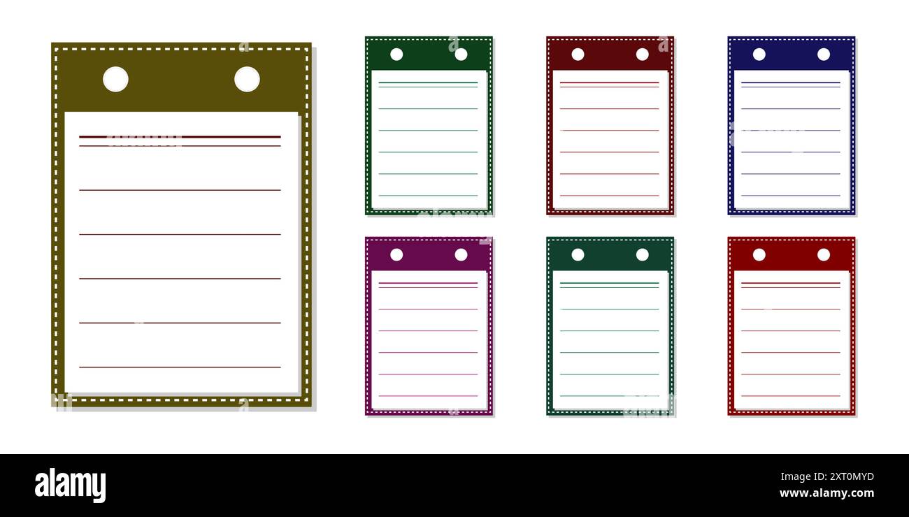 Set of colorful note papers on a white background. Vector illustration ...