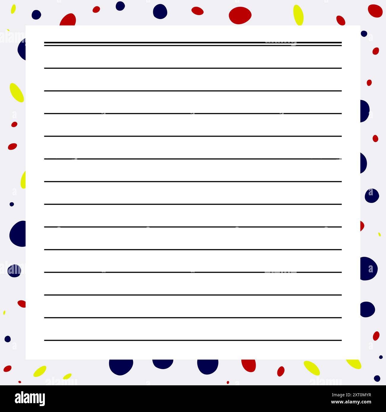 A blank lined paper with colorful dots on a white background. Vector ...