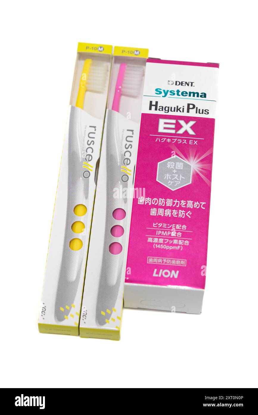 Fuji City, Shizuoka Prefecture, Japan - April 14, 2024: Systema Haguki Plus EX by Lion Dental ...