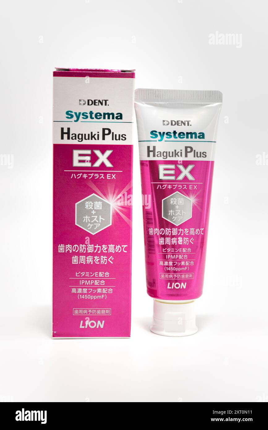 Fuji City, Shizuoka Prefecture, Japan - April 14, 2024: Systema Haguki Plus EX a paste-type ...