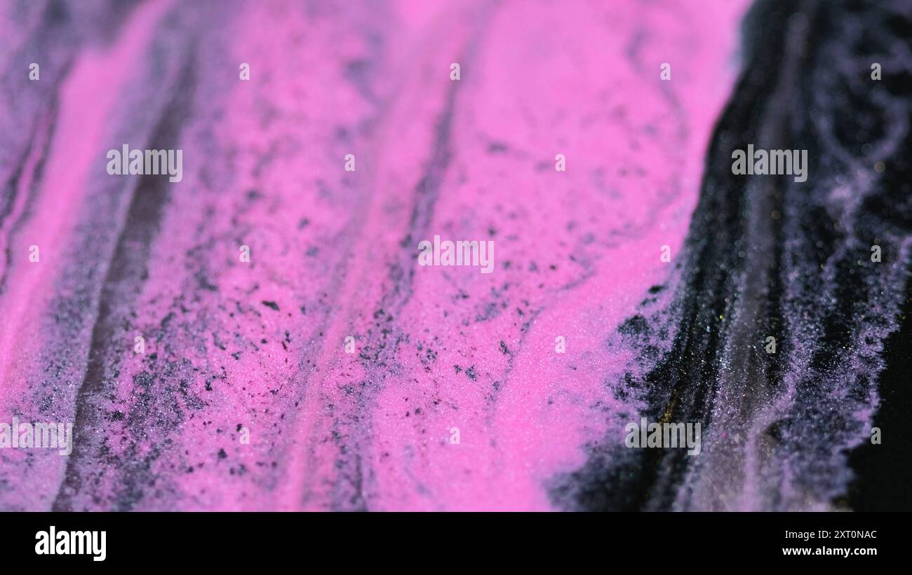Sparkling ink. Wet paint. Defocused pink black color shimmer shiny ...