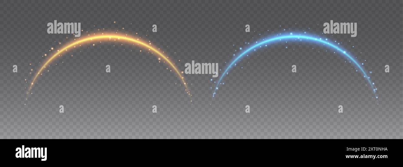 Magic arch with sparkles, glowing arc with stars. shooting star tail ...