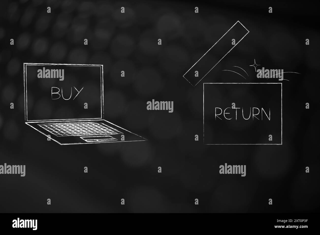 return policy and unsuccessful products concept, laptop with text Buy ...