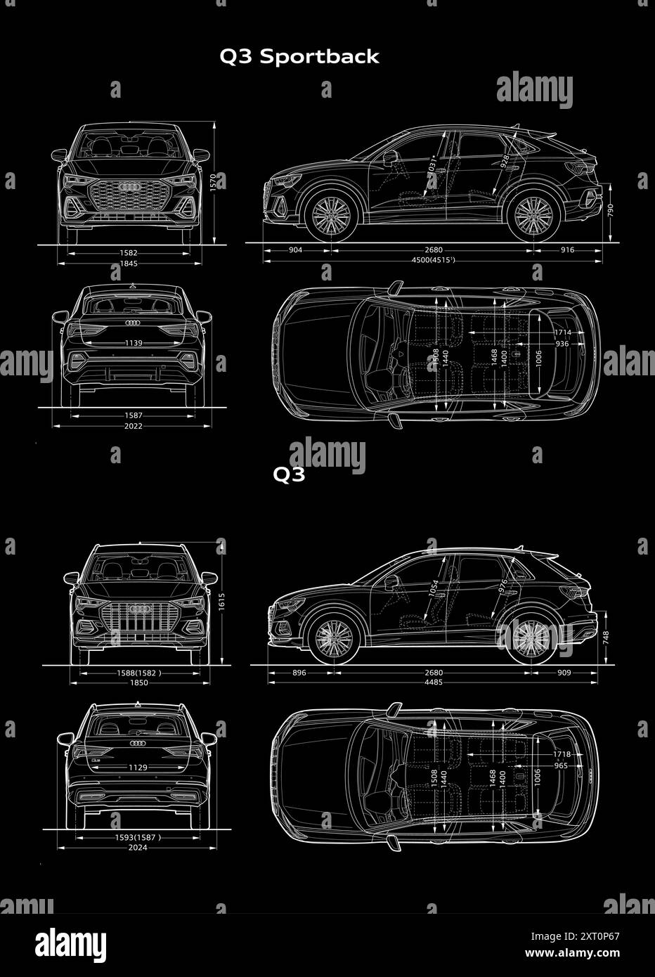 Audi Q3 2023 Car Blueprint Stock Vector Image & Art - Alamy