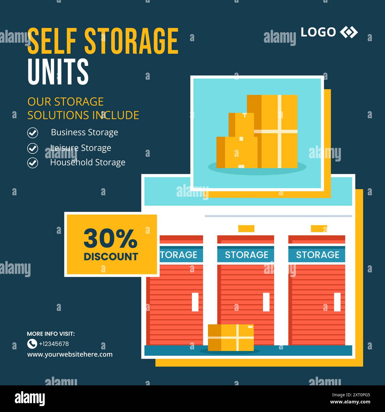 Self Storage Social Media Illustration Flat Cartoon Hand Drawn ...
