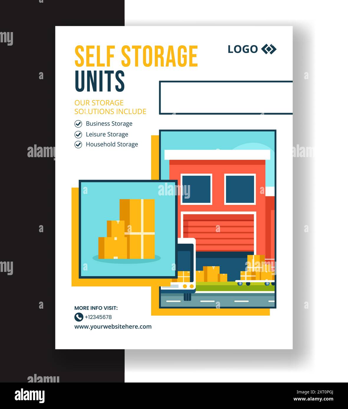 Self Storage Vertical Poster Flat Cartoon Hand Drawn Templates ...