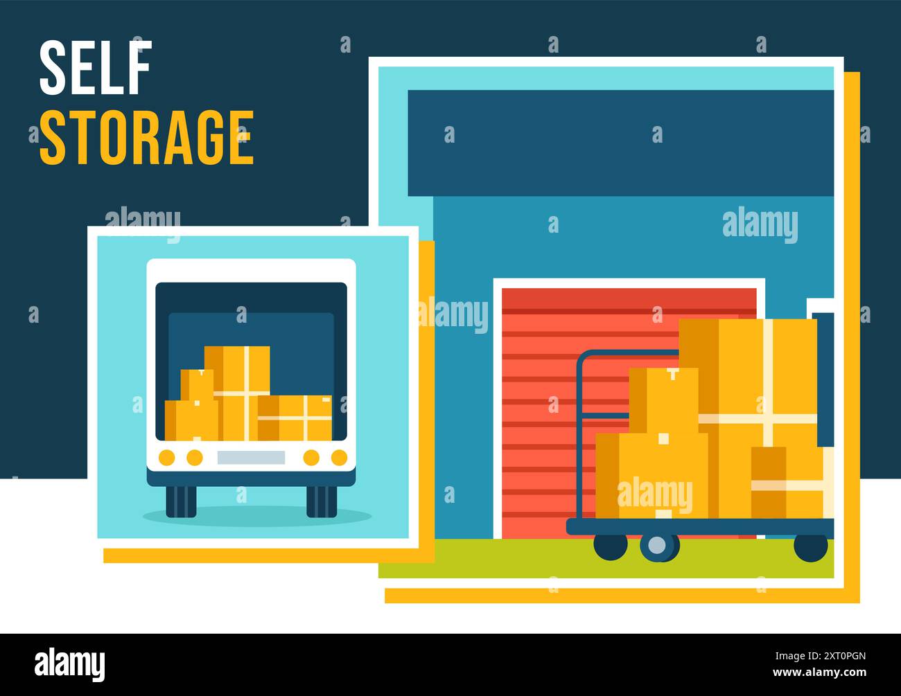 Self Storage Social Media Background Flat Cartoon Hand Drawn Templates ...