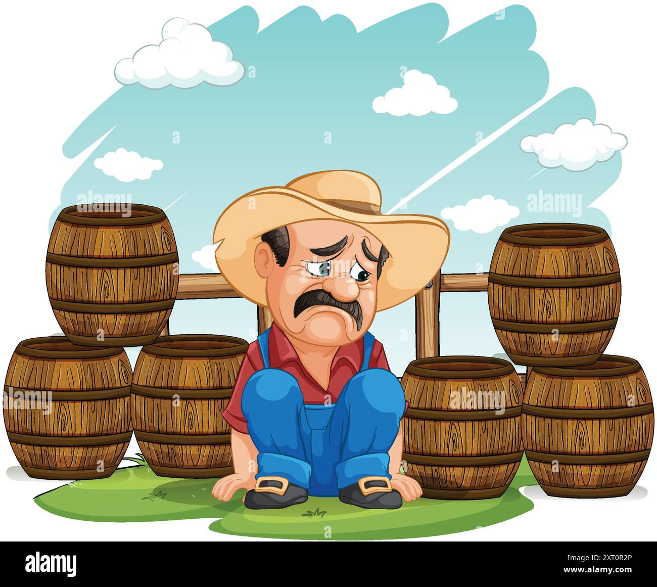 Sad farmer cartoon Cut Out Stock Images & Pictures - Alamy