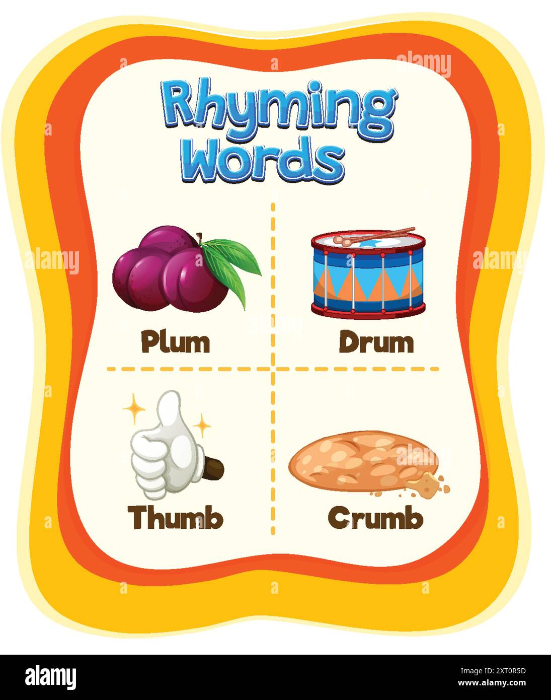 Illustration of words that rhyme with plum Stock Vector Image & Art - Alamy